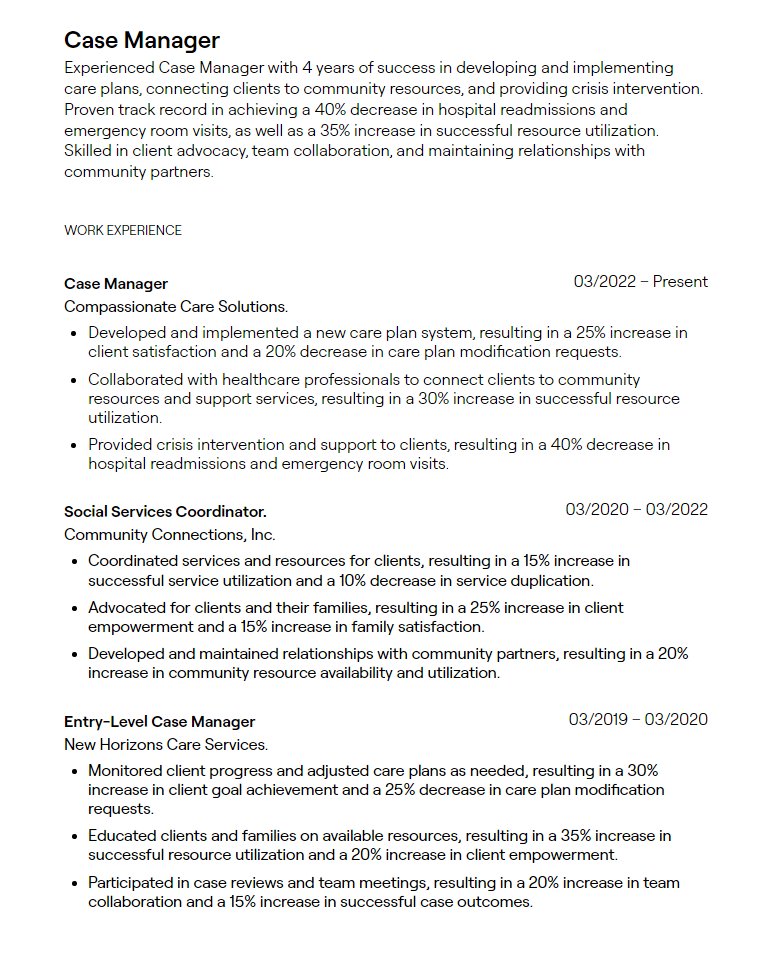 1 Case Manager Resume Examples with Guidance 